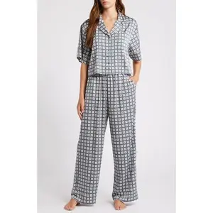 OPEN EDIT Boxy Everyday Satin Pajamas Blue Weather Celestial Foulard