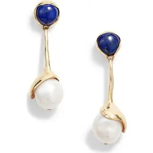 FARIS Sappho Drop Earrings - Bronze /lapis /pearl