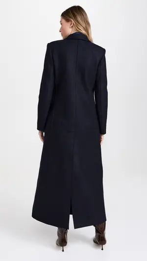 Harris Wharf London Long Pressed Wool Tailored Coat - Navy Blue