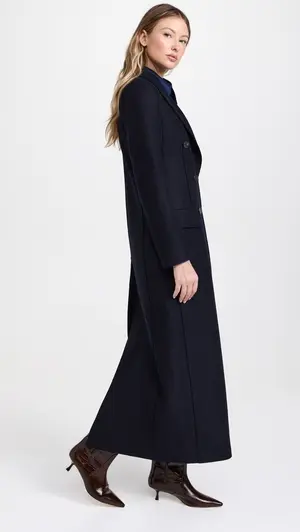 Harris Wharf London Long Pressed Wool Tailored Coat - Navy Blue