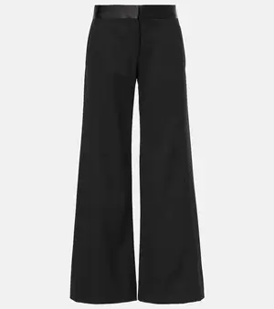 Victoria Beckham Side Panel Wool-blend Wide-leg Trousers