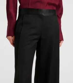 Victoria Beckham Side Panel Wool-blend Wide-leg Trousers