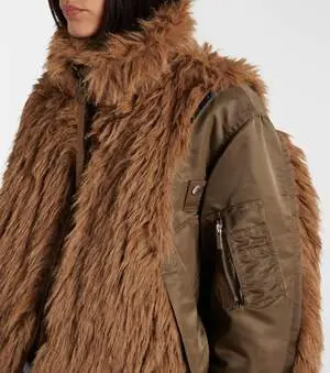 Sacai Faux Fur And Technical Jacket