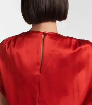THE SEI Gathered Silk Satin Crop Top