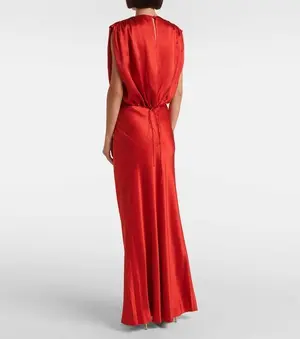 THE SEI Gathered Silk Satin Crop Top