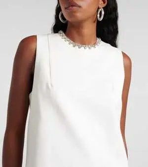 AREA Embellished Mini Dress - White