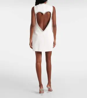 AREA Embellished Mini Dress - White