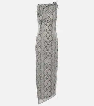 Coperni Snake-effect Asymmetric Maxi Dress - Grey
