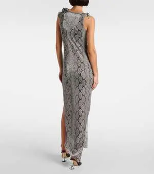 Coperni Snake-effect Asymmetric Maxi Dress - Grey