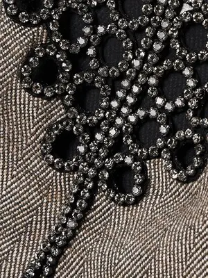 Stella McCartney Crystal-embellished Herringbone Wool-blend Top