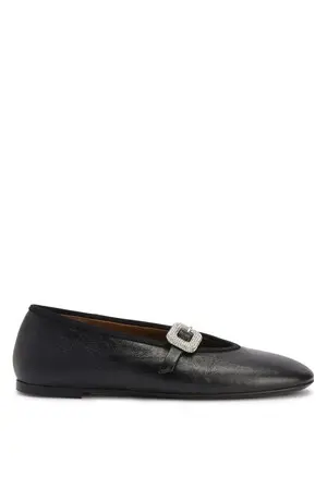 GIUSEPPE ZANOTTI Georgia Buckle Leather Ballet Flats