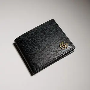 Gucci Gg Marmont Bi-fold Card Case Wallet Leather - Gold