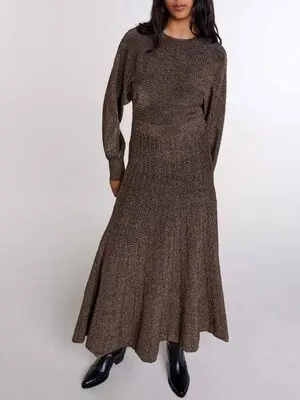 Maje Shiny Knit Maxi Dress