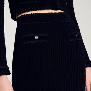 Sandro Velvet Knit Midi Skirt