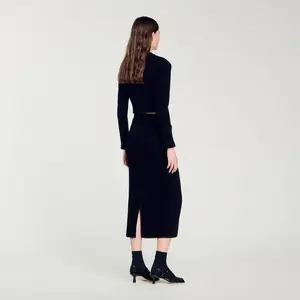 Sandro Velvet Knit Midi Skirt