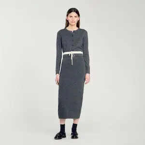 Sandro Maxi Double Waistband Knit Skirt