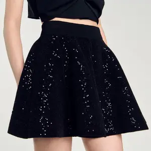 Sandro Short Sequinned Skater Skirt