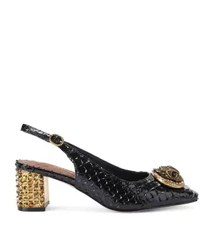 Kurt Geiger Snake-effect Chelsea Slingback Pumps - Black