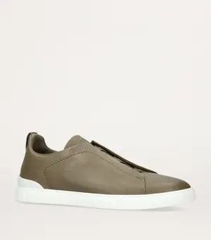 Zegna Crocodile Leather Triple Stitch Sneakers - Green