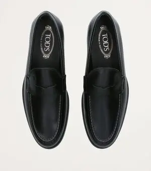 TOD'S Leather Gomma Loafers - Black