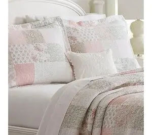 Laura Ashley Celina Patchwork Pink Twin Quilt-s Ham Set