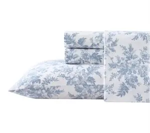 Laura Ashley Vanessa Blue Twin Flannel Sheet Set - One-color