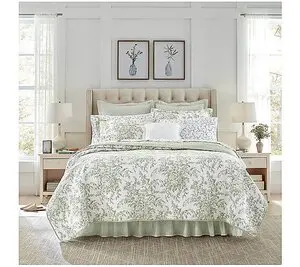 Laura Ashley Bedford Sage King Quilt Set