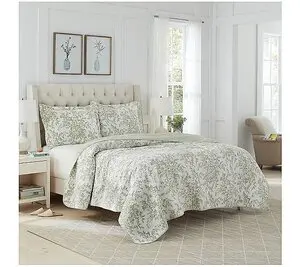 Laura Ashley Bedford Sage King Quilt Set