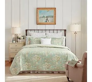 Laura Ashley Brompton Green Full Queen Quilt-sham Set - One-color