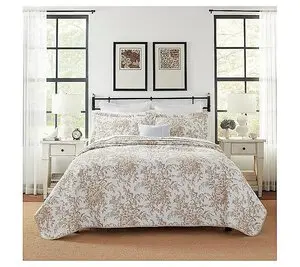 Laura Ashley Bedford Brown Twin Quilt Set - One-color