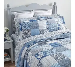 Laura Ashley Paisley Patchwork Bright Blue King Quilt-sham Set
