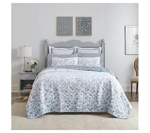 Laura Ashley Flora Blue Twin Quilt-sham Set - One-color
