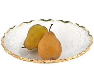 BADASH CRYSTAL Hand-decorated Gold Leaf Chiseled Edge 1 1' Glass Bowl - One-color