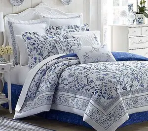 Laura Ashley Charlotte Blue King Duvet Cover Set - One-color