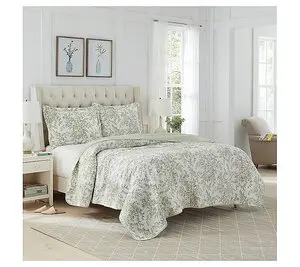 Laura Ashley Bedford Sage Full/queen Quilt Set