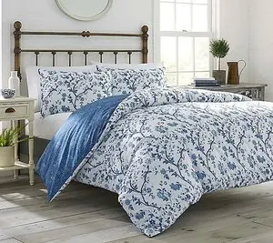 Laura Ashley Elise Blue Twin Duvet Cover Set - One-color