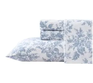 Laura Ashley Vanessa Blue Full Flannel Sheet Set - One-color
