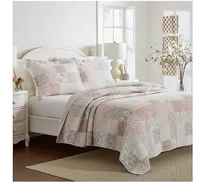 Laura Ashley Ellyn Pink Full Quilt-sham Set