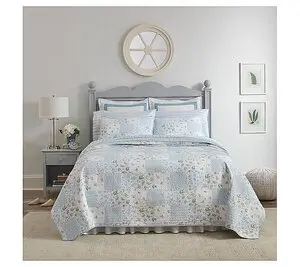 Laura Ashley Kenna Blue Full Queen Quilt-sham Set - One-color