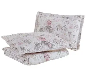 Laura Ashley Breezy Floral Grey Twin Quilt-sham Set - One-color