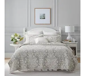 Laura Ashley Rowland Grey King Quilt-sham Set - One-color