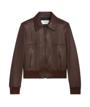 Celine Boule Jacket In Soft Lambskin - Brown