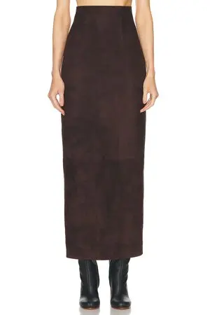 Khaite Loxley Suede Skirt - Dark Brown