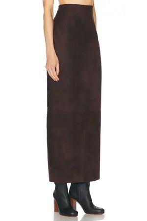 Khaite Loxley Suede Skirt - Dark Brown