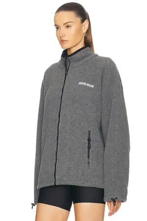 Miu Miu Zip Up Jacket - Grey | Editorialist
