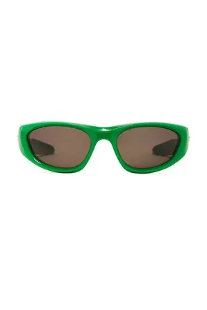 Bottega Veneta Mixed Materials Sunglasses - Green