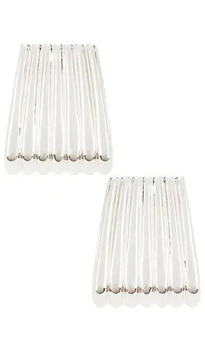 HEAVEN MAYHEM Ribbed Maxi Earrings - Metallic Silver