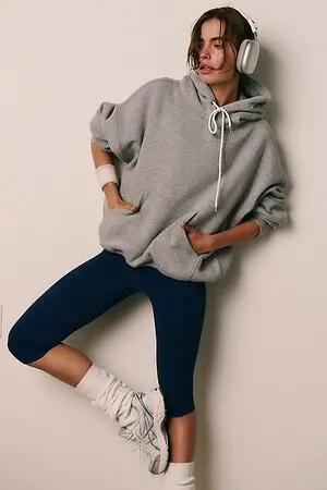 Free People Slouchy Fit Hoodie Light Grey