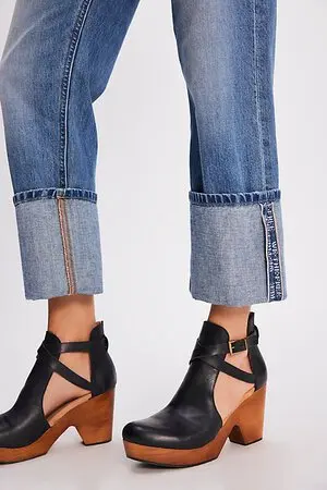 Free People Cedar Leather Clogs - Black Leather
