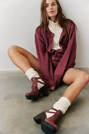 Free People Cedar Leather Clogs - Oxblood Combo